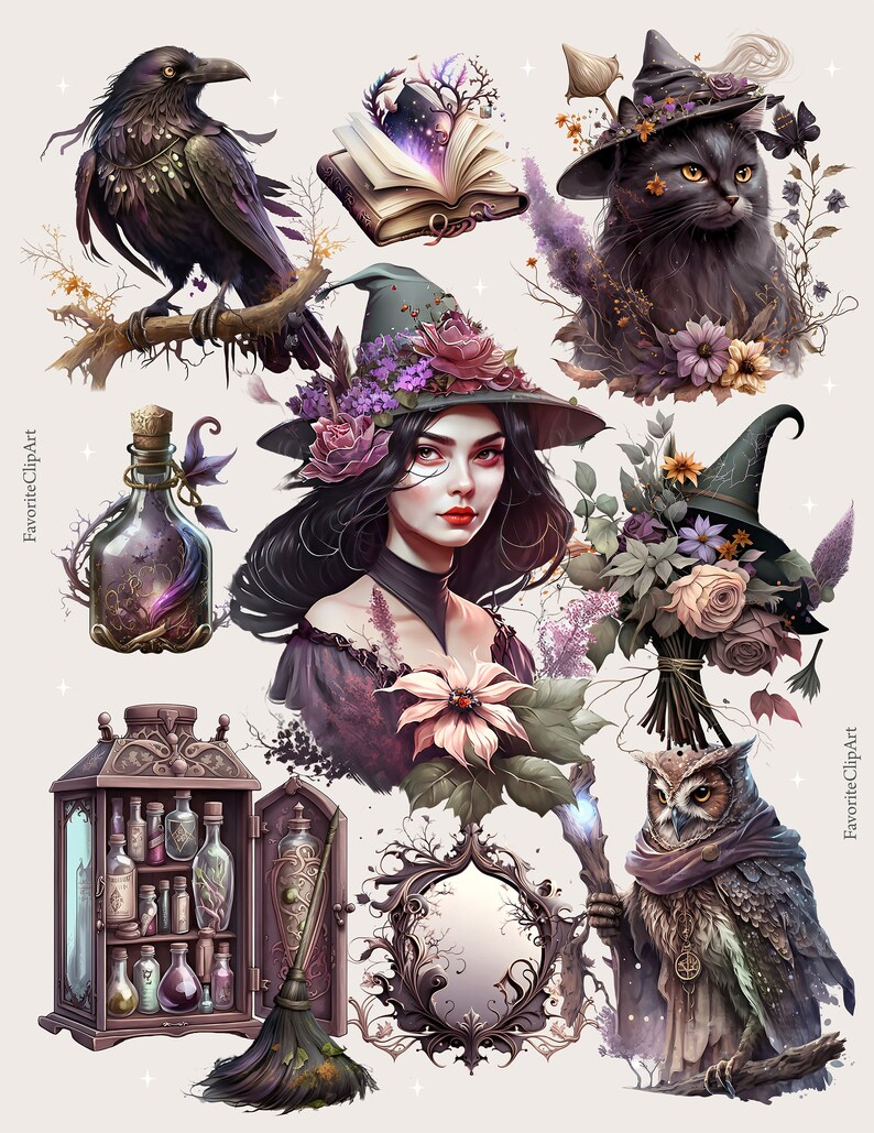 Dark Witch Clipart Png Magic Clipart Mystic Clipart - Etsy