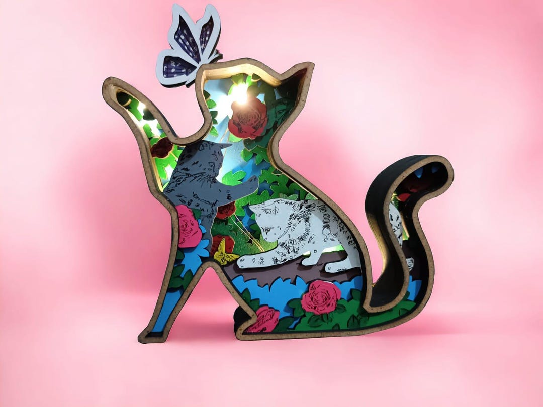 Art Wooden Cat Themed. Decorations for Home. Rustic Decor for Cabin ...