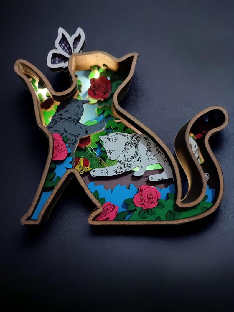 Art Wooden Cat Themed. Decorations for Home. Rustic Decor for Cabin ...