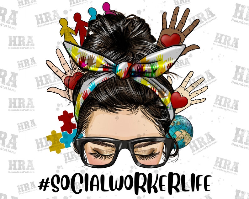 Messy Bun Social Worker Life Png Sublimation Design Social - Etsy