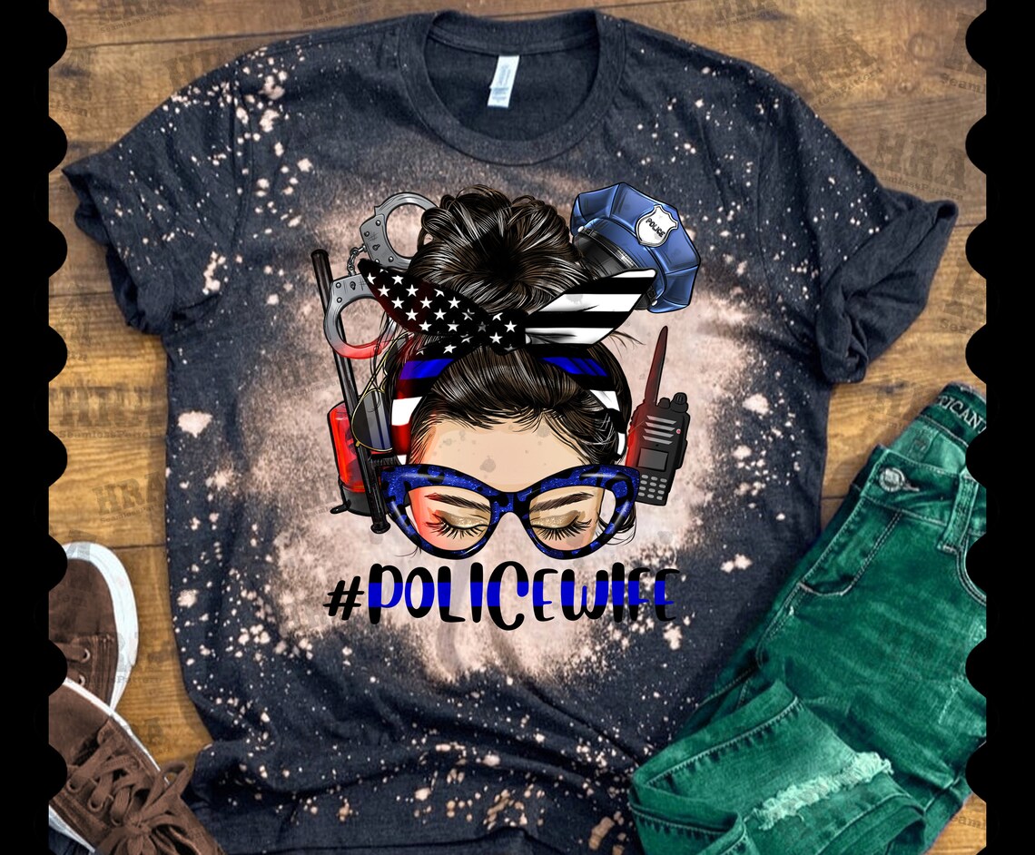 Messy Bun Police Wife Png Sublimation Design, Police Wife Messy Bun Png ...
