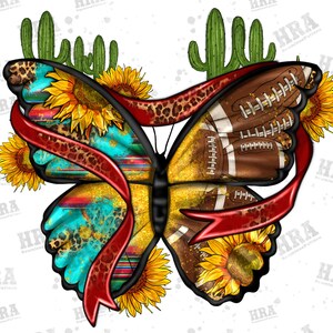 Western American Football Butterfly Png Sublimation Design, Leopard ...