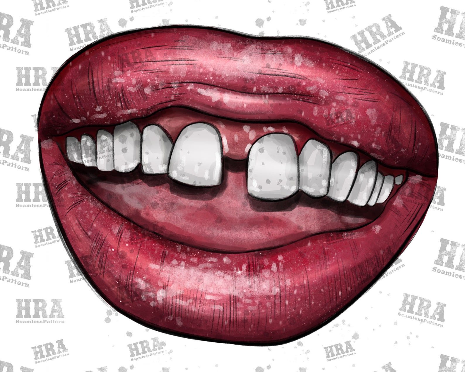 Smile With Gap Teeth Png Sublimation Design Hand Drawn Lips - Etsy