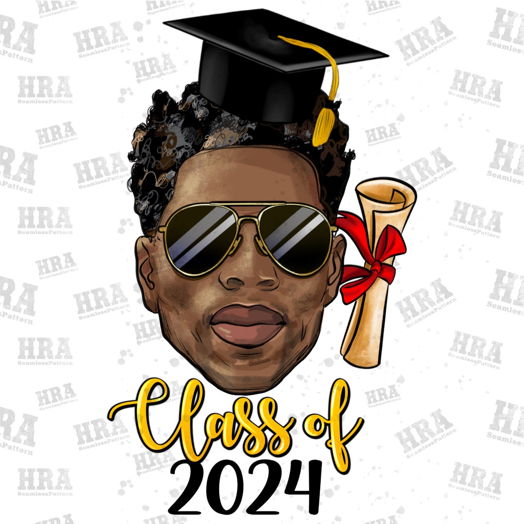 Black Man Class of 2024 Png Sublimation Design Download, Graduation ...