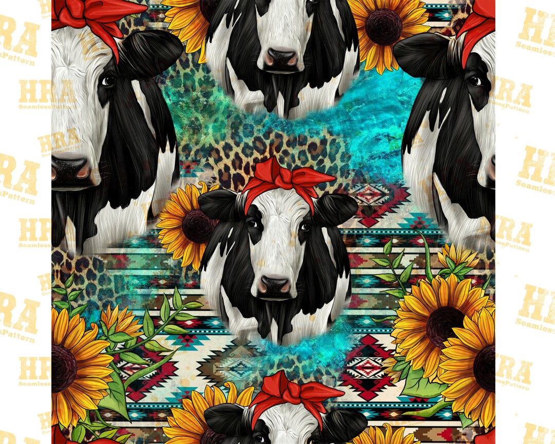 Holstein Cow Seamless Pattern Sublimation Design Png,seamless Pattern ...
