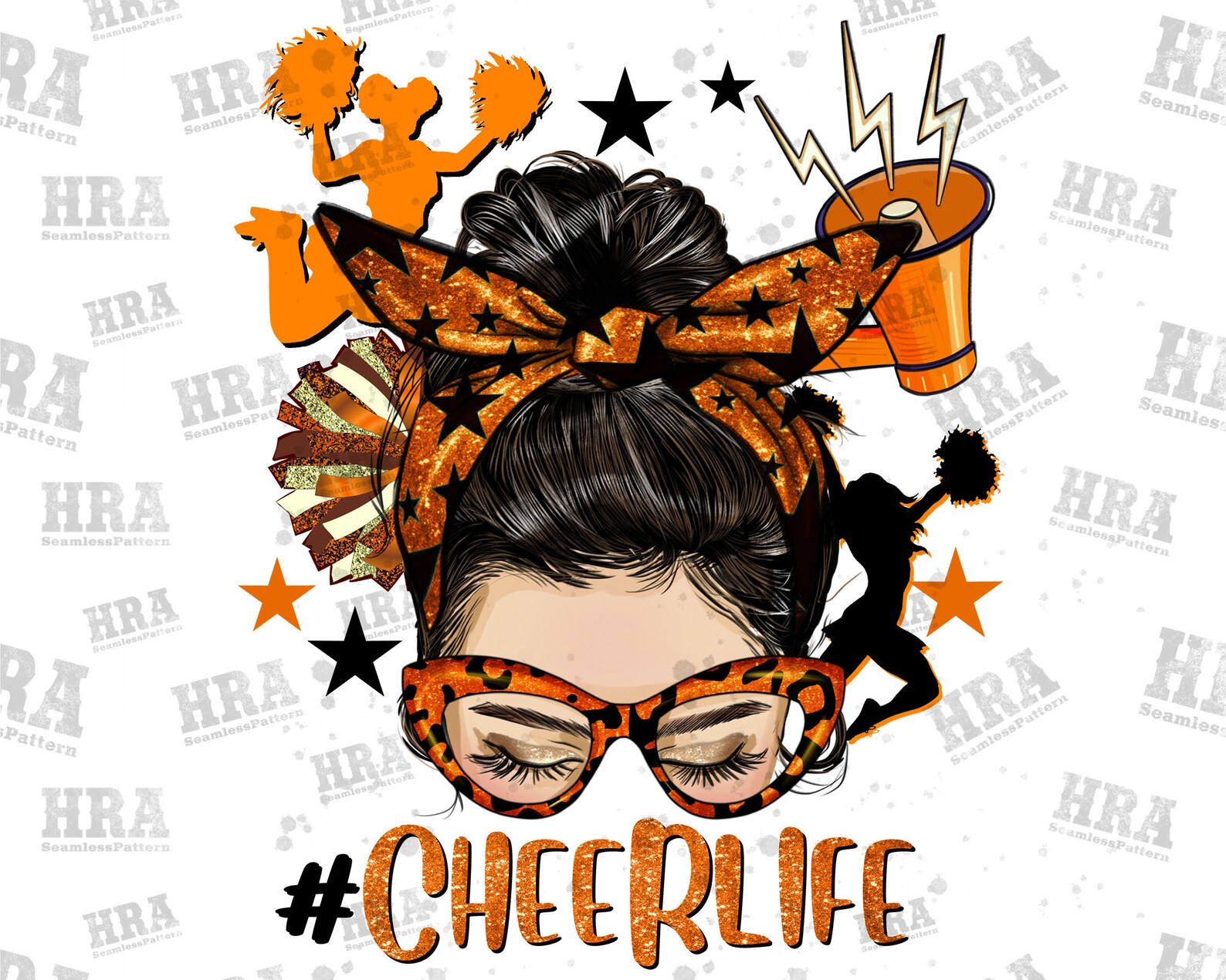 Messy Bun Cheer Life Png Sublimation Design Download School - Etsy