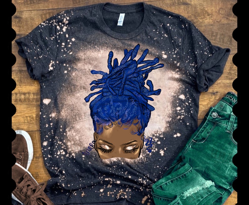 Afro Messy Bun Blue Locs Hair Plain Png Sublimation Design Etsy