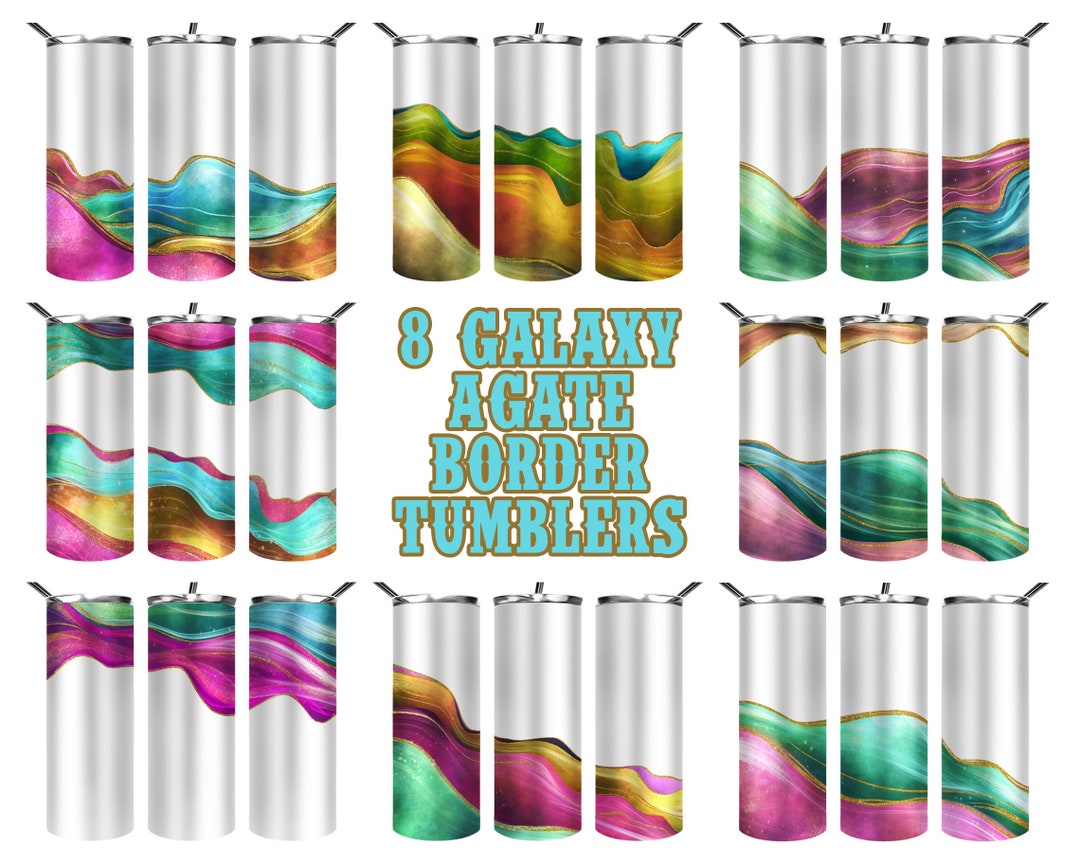 8 Galaxy Agate Border Tumbler Png Sublimation Design Bundle, Agate ...