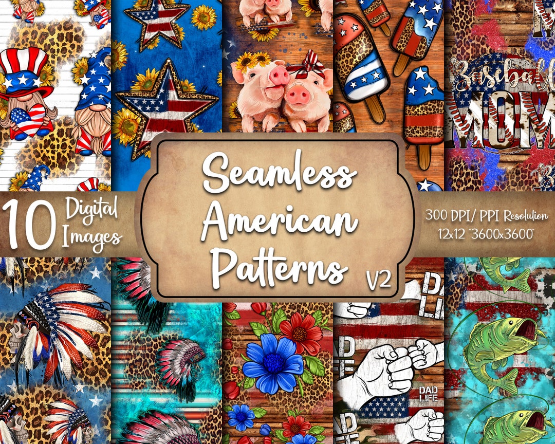 American Seamless Pattern Png Sublimation Design Bundle, America ...