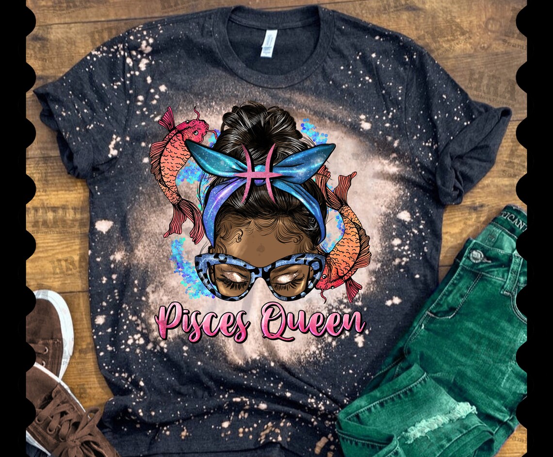 Afro Messy Bun Straight Hair Pisces Queen Png Sublimation - Etsy