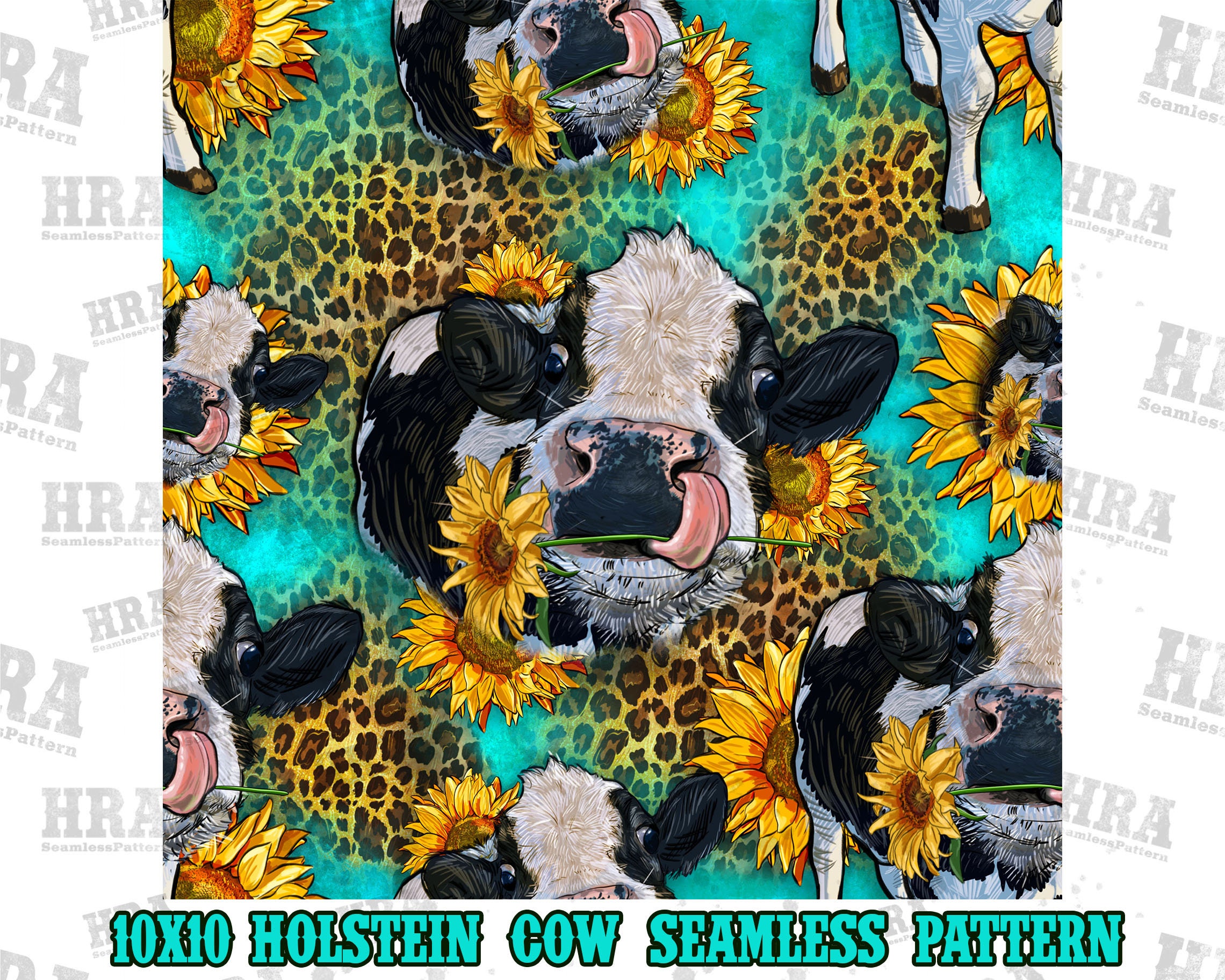 Western Holstein Cow Seamless Pattern Png Sublimation Design | Etsy