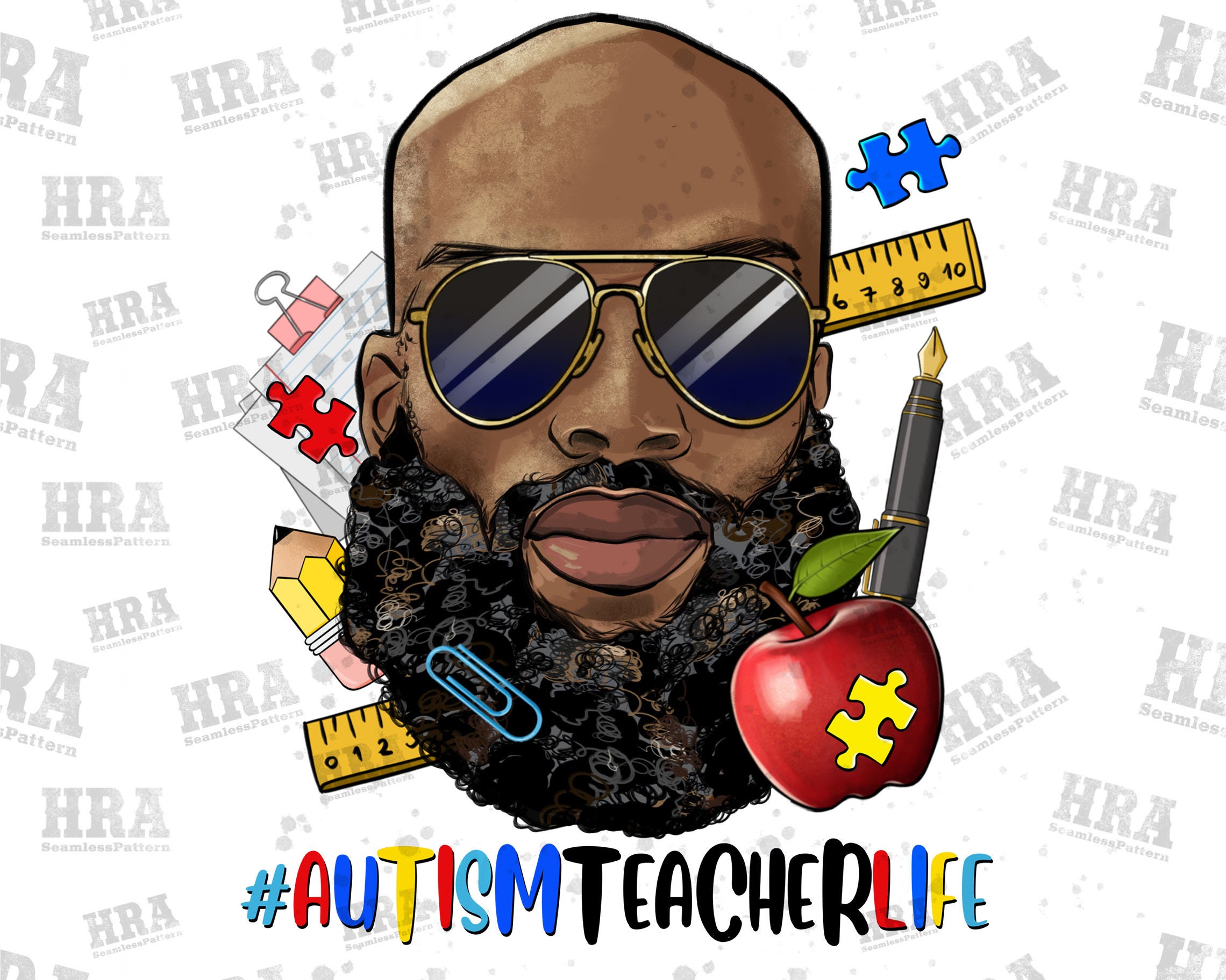 Bald Black Man Autism Teacher Life Png Sublimation Design - Etsy