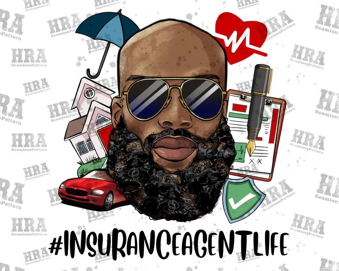 Bald Black Man Insurance Agent Life Png Sublimation Design, Afro Man ...