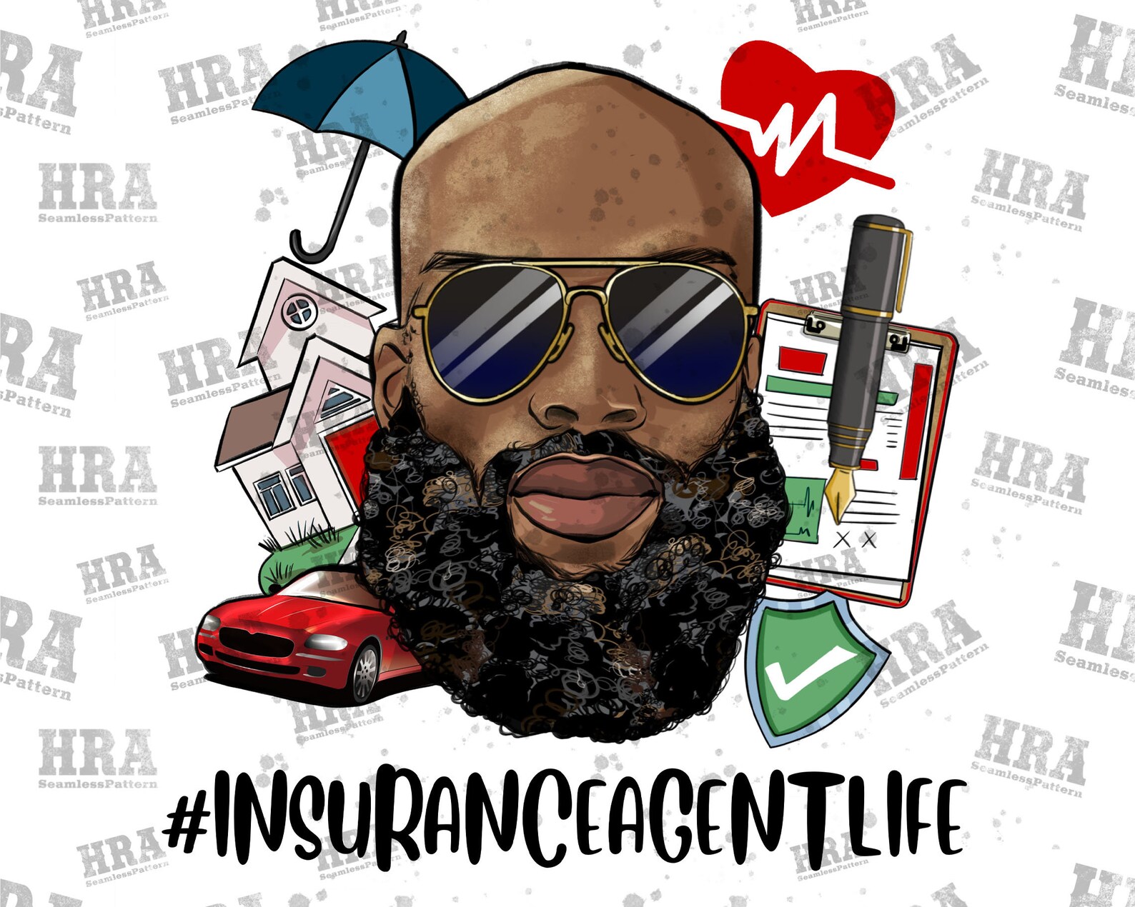 Bald Black Man Insurance Agent Life Png Sublimation Design - Etsy