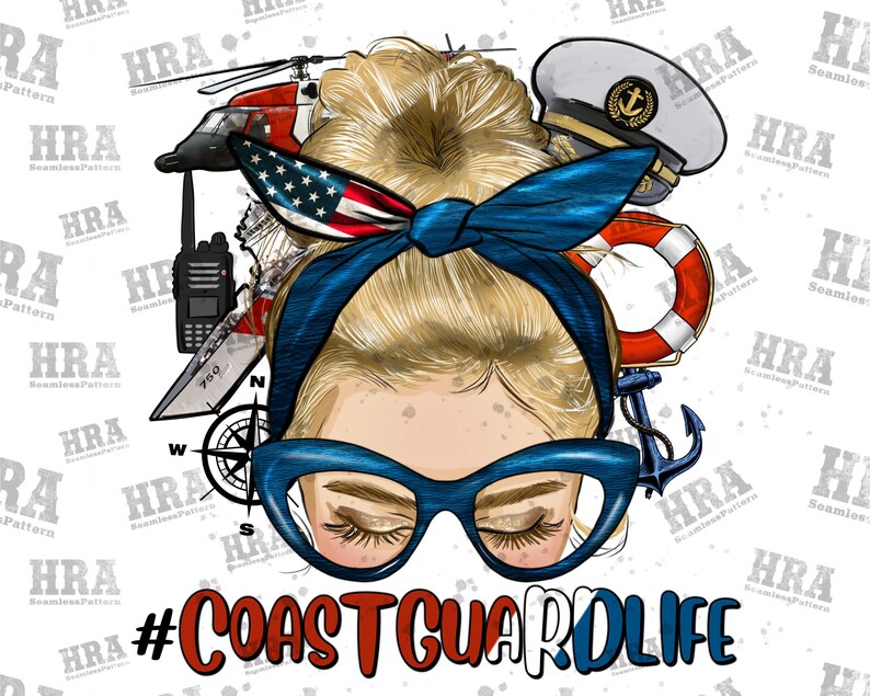 Blonde Messy Bun Coast Guard Life Png Sublimation Design - Etsy