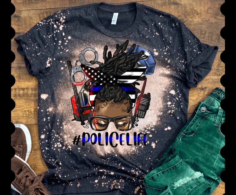 Afro Messy Locs Bun Police Life Png Sublimation Design Afro - Etsy