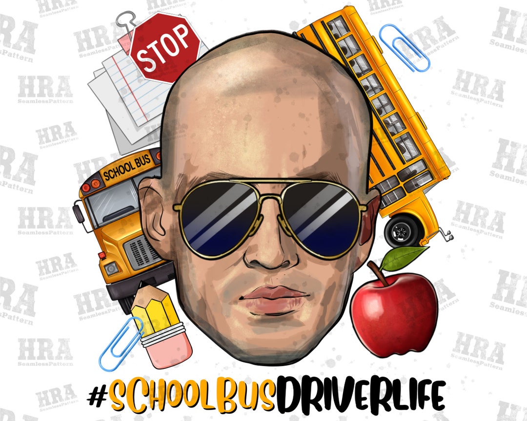 Bald Man School Bus Driver Life Png Sublimation Design, Caucasian Man ...