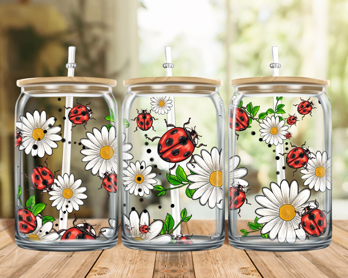 Ladybugs Daisy Libbey Cup Png Sublimation Design 16oz Libbey - Etsy