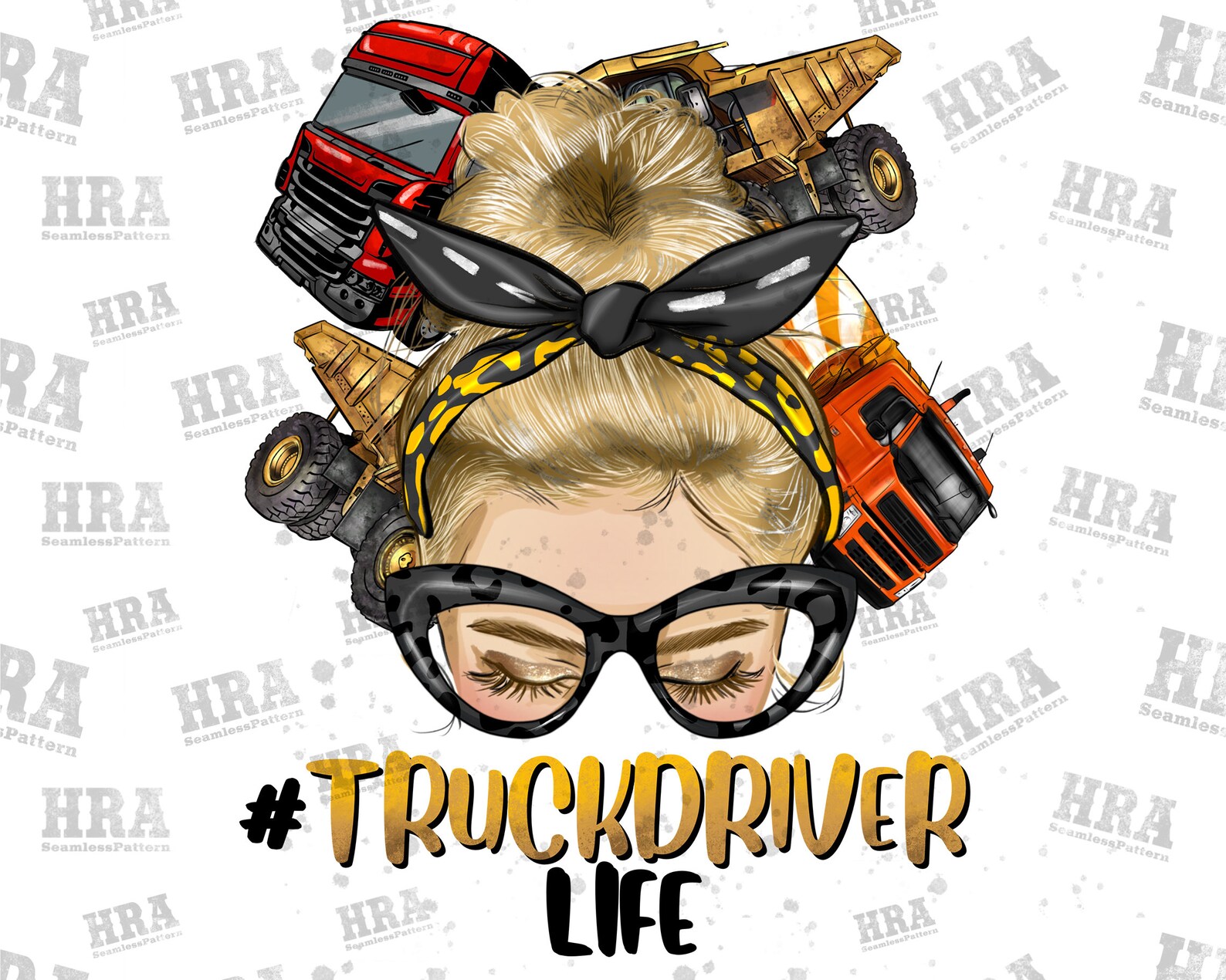 Blonde Messy Bun Truck Driver Life Png Sublimation - Etsy