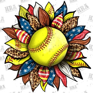 Western American Softball Sunflower Png Sublimation Design, American ...