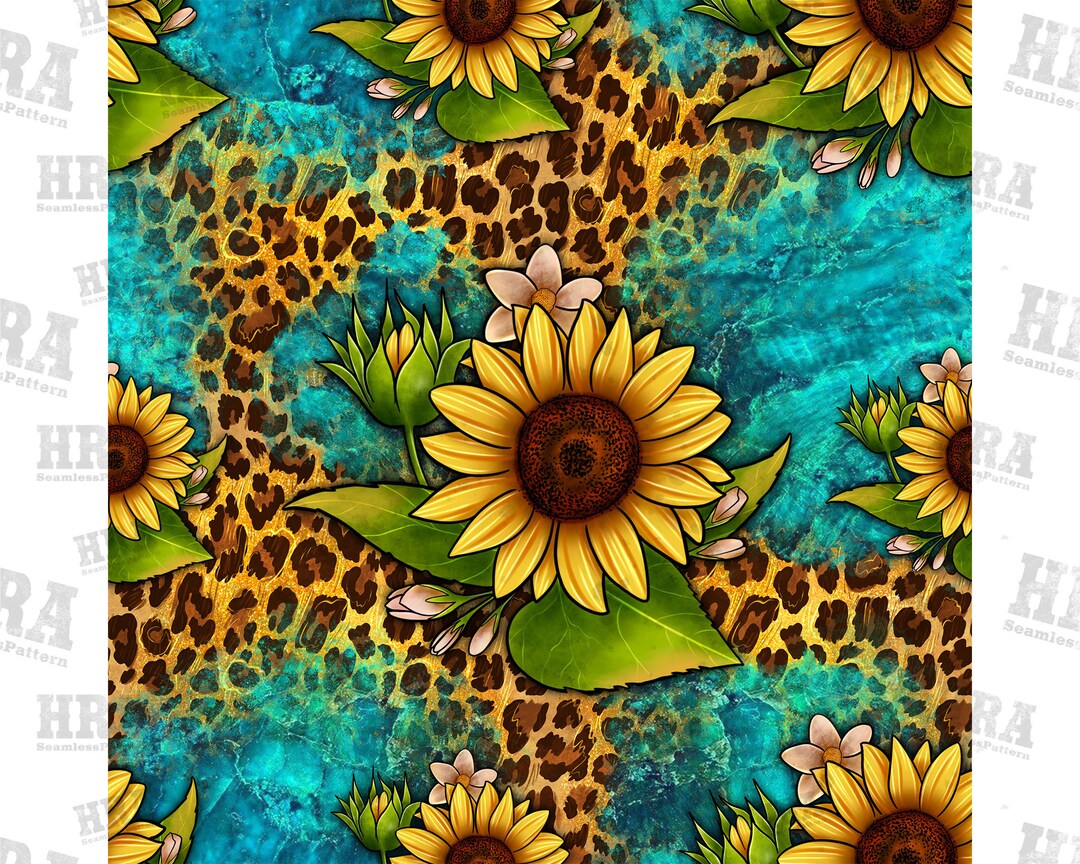 Western Turquoise Seamless Pattern Sublimation Design Png,leopard ...