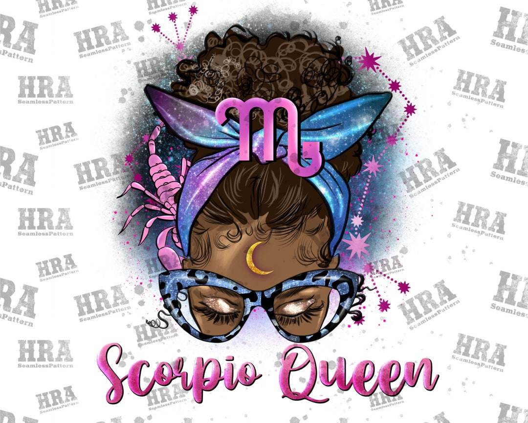 Afro Messy Scorpio Queen Png Sublimation Design, Black Woman Png ...