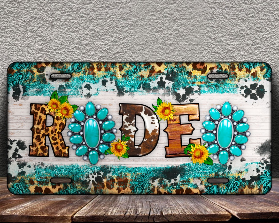 Western Rodeo License Plate Png Sublimation Design, Turquoise Gemstone ...