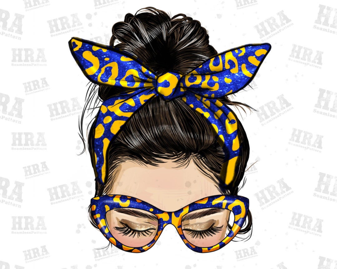 Messy Bun Soror Color Blue and Yellow Png, Messy Bun Png, Sorority ...