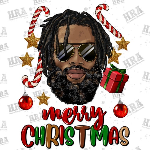 Merry Christmas Black Locs Man Png Sublimation Design - Etsy