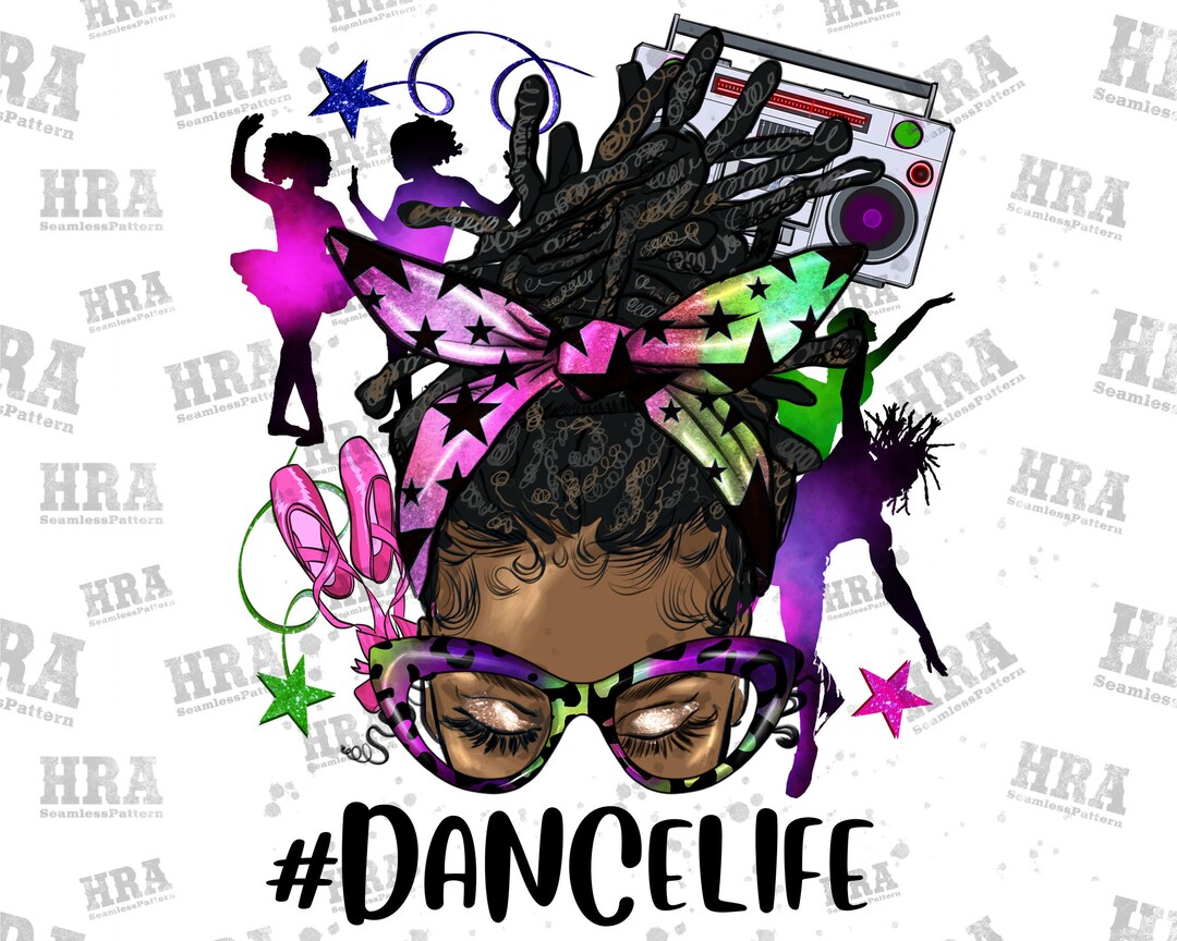 Afro Messy Locs Bun Dance Life Png Sublimation Design, Afro Messy Bun ...