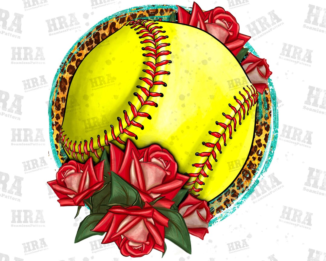 Western Softball With Roses Png Sublimation Design, Floral Softball Png ...