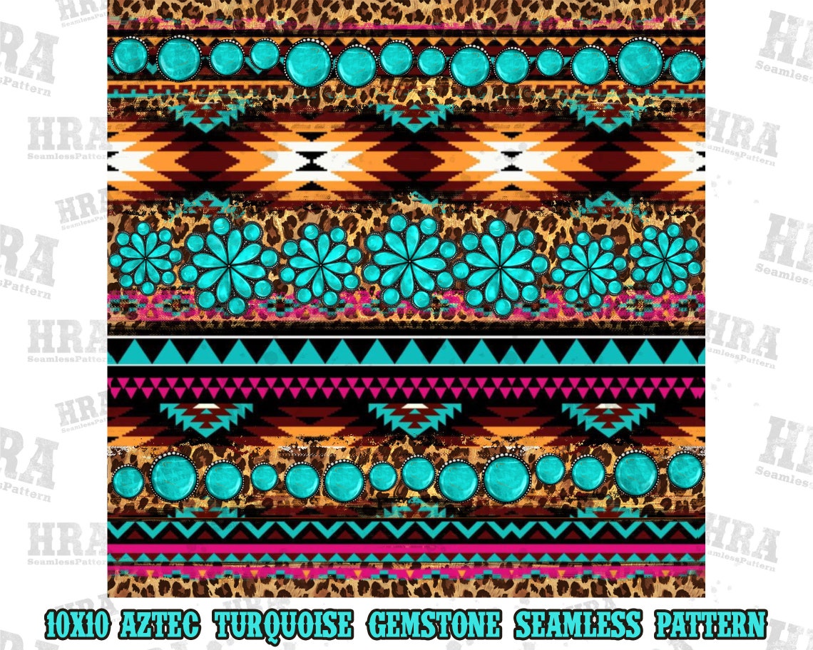 Western Turquoise Gemstone Seamless Pattern Png Sublimation - Etsy