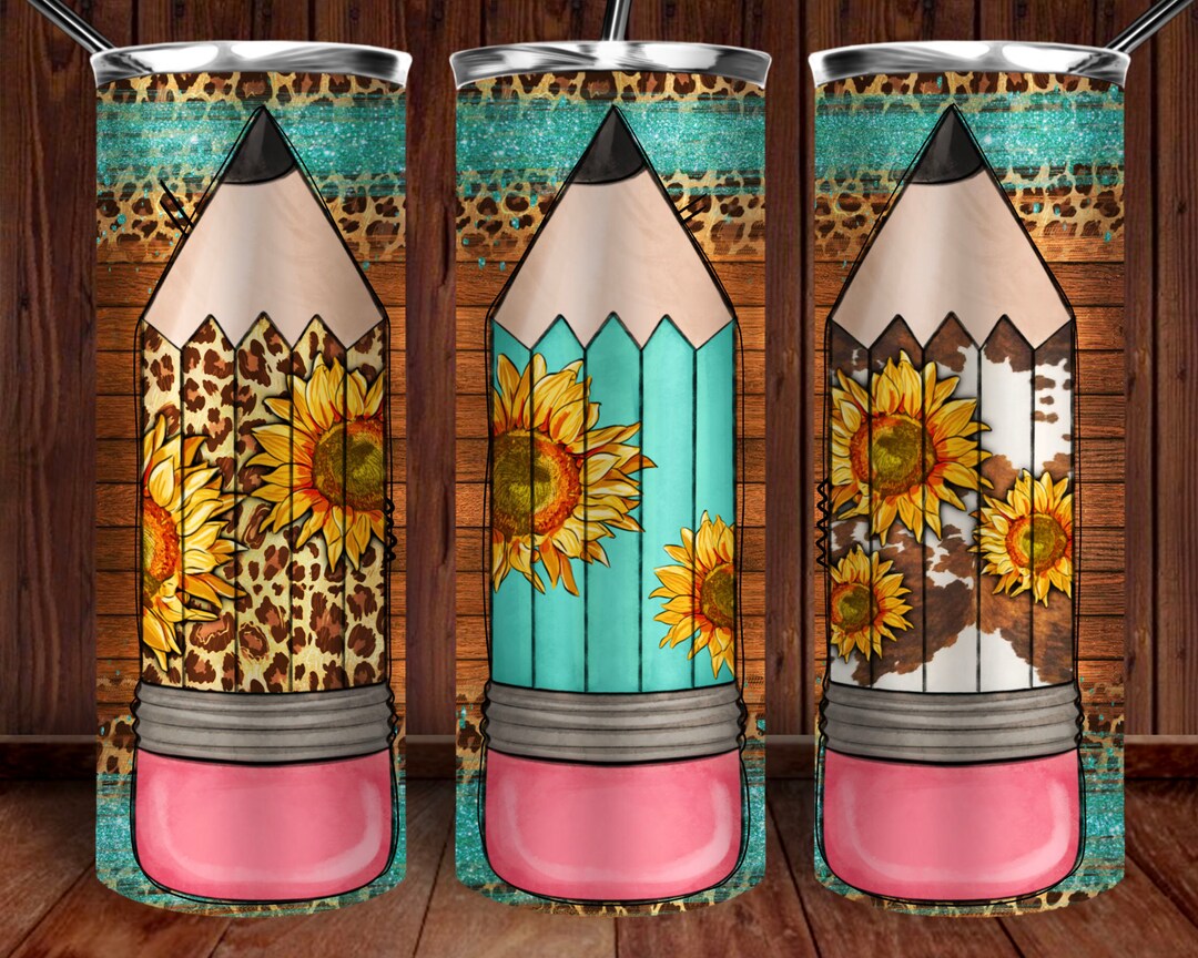 Western Teacher Pencils Tumbler Png Sublimation Design, 20oz Skinny ...