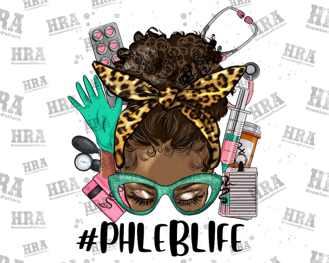 Afro Messy Bun Phleb Life Png Sublimation Design, Leopard Messy Bun ...