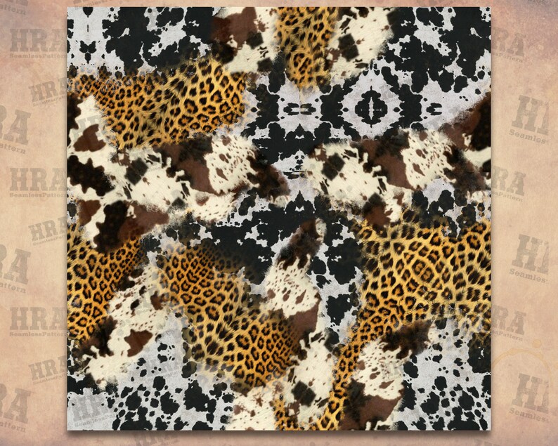 Cowhide Seamless Pattern Png Sublimation Design Bundle, Western ...