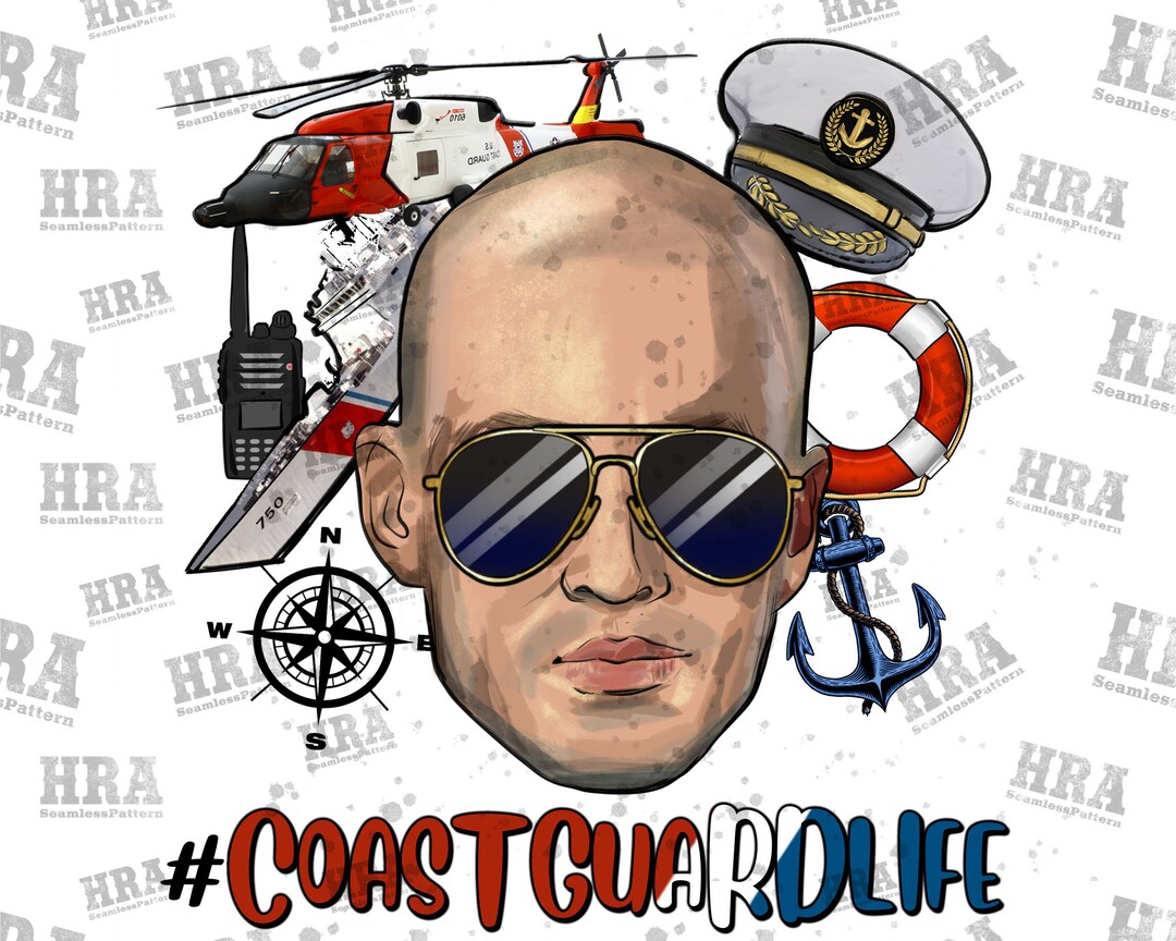 Bald Man Coast Guard Life Png Sublimation Design, Caucasian Man Coast ...