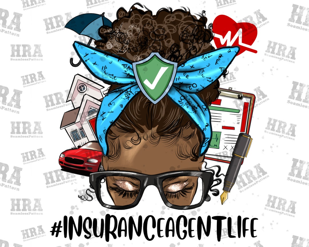 Afro Messy Bun Insurance Agent Life Png Sublimation Design, Afro Woman ...