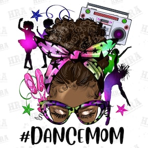 Afro Messy Bun Dance Mom Png Sublimation Design Download, Afro Woman ...