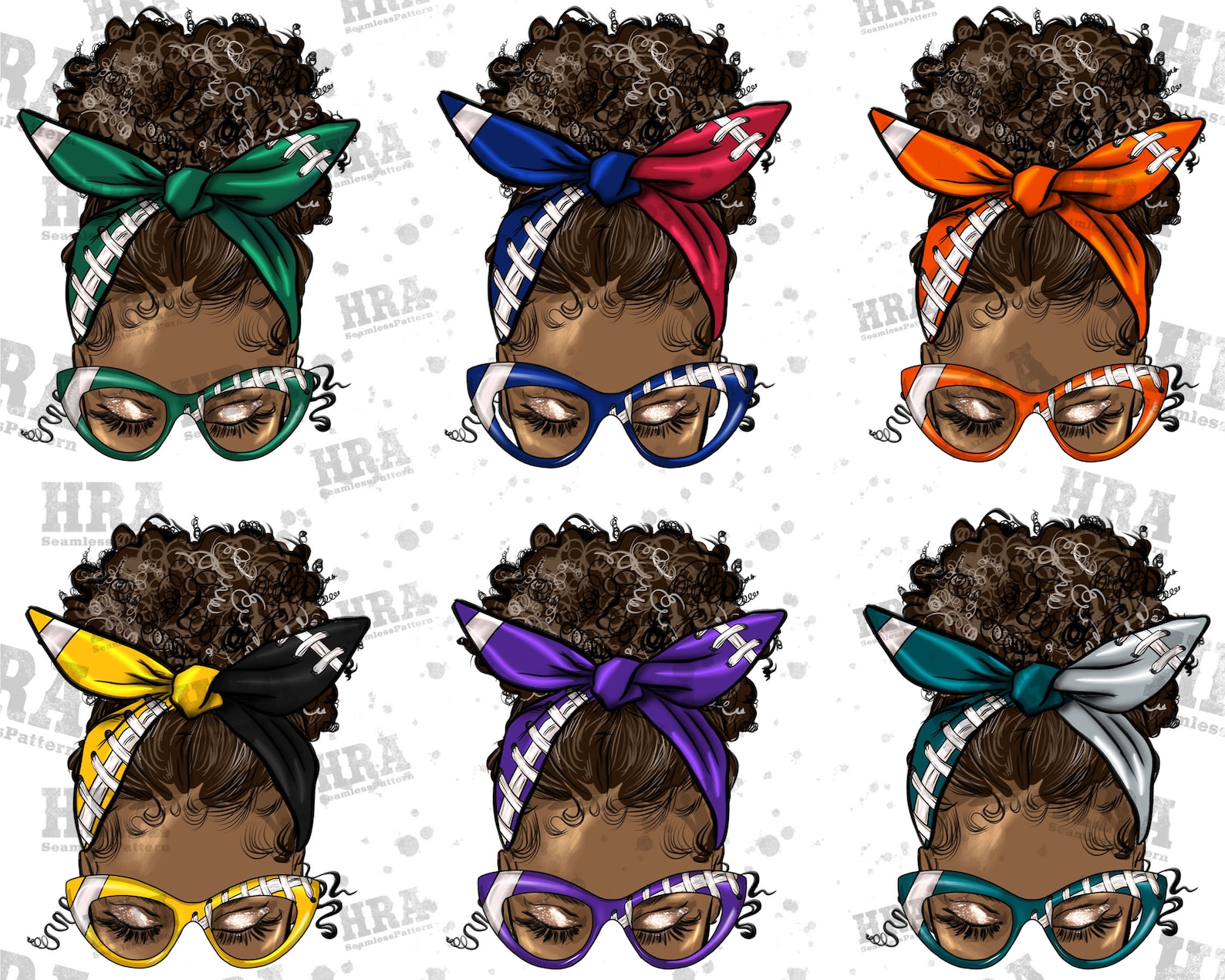 Afro Messy Bun Team Spirit Png Design Bundle Team Color Png - Etsy
