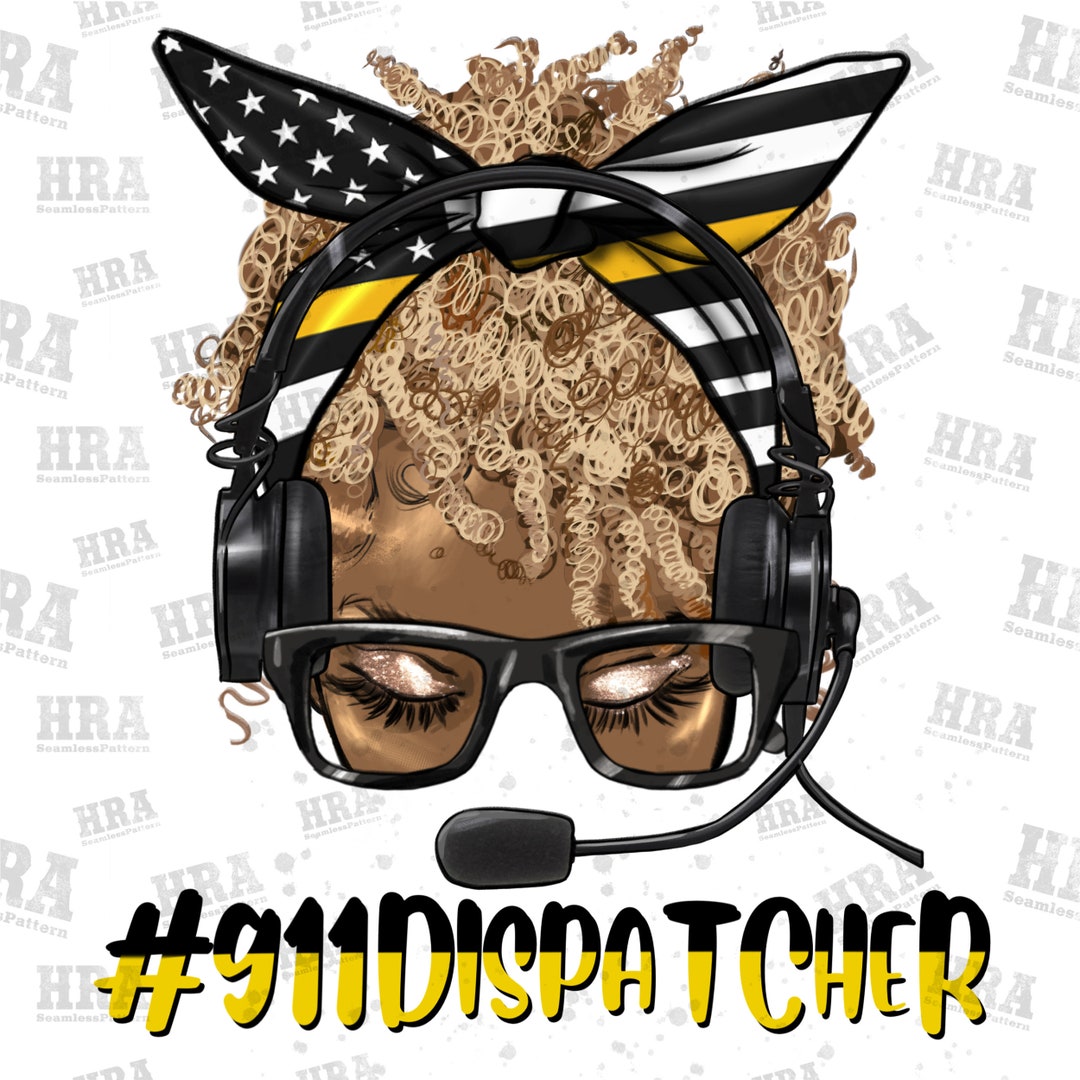 911 Dispatcher Life Afro Messy Bun Blonde Short Hair Png Sublimation ...