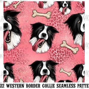Border Collie Seamless Pattern Png Sublimation Design, Collie Seamless ...