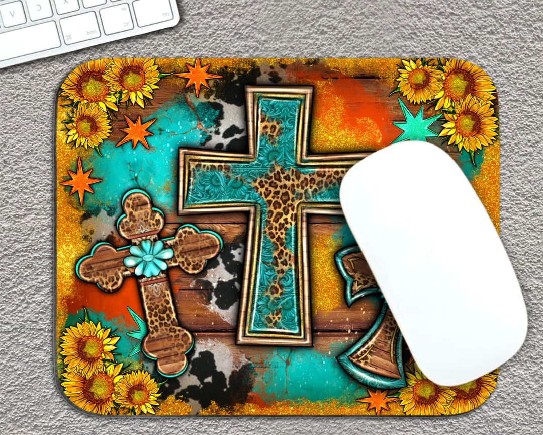 Western 3 Cross With Sunflowers Mouse Pad Png Sublimation Design ...