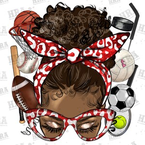 Afro Messy Bun Sports Png Sublimation Design, Black Woman Png, Afro ...
