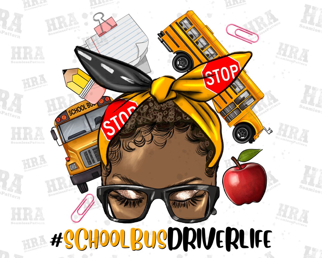 School Bus Driver Life Afro Messy Bun Short Hair Png, Afro Woman Png ...