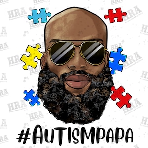 Black Bald Man Autism Papa Png Sublimation Design Download, Afro Man ...