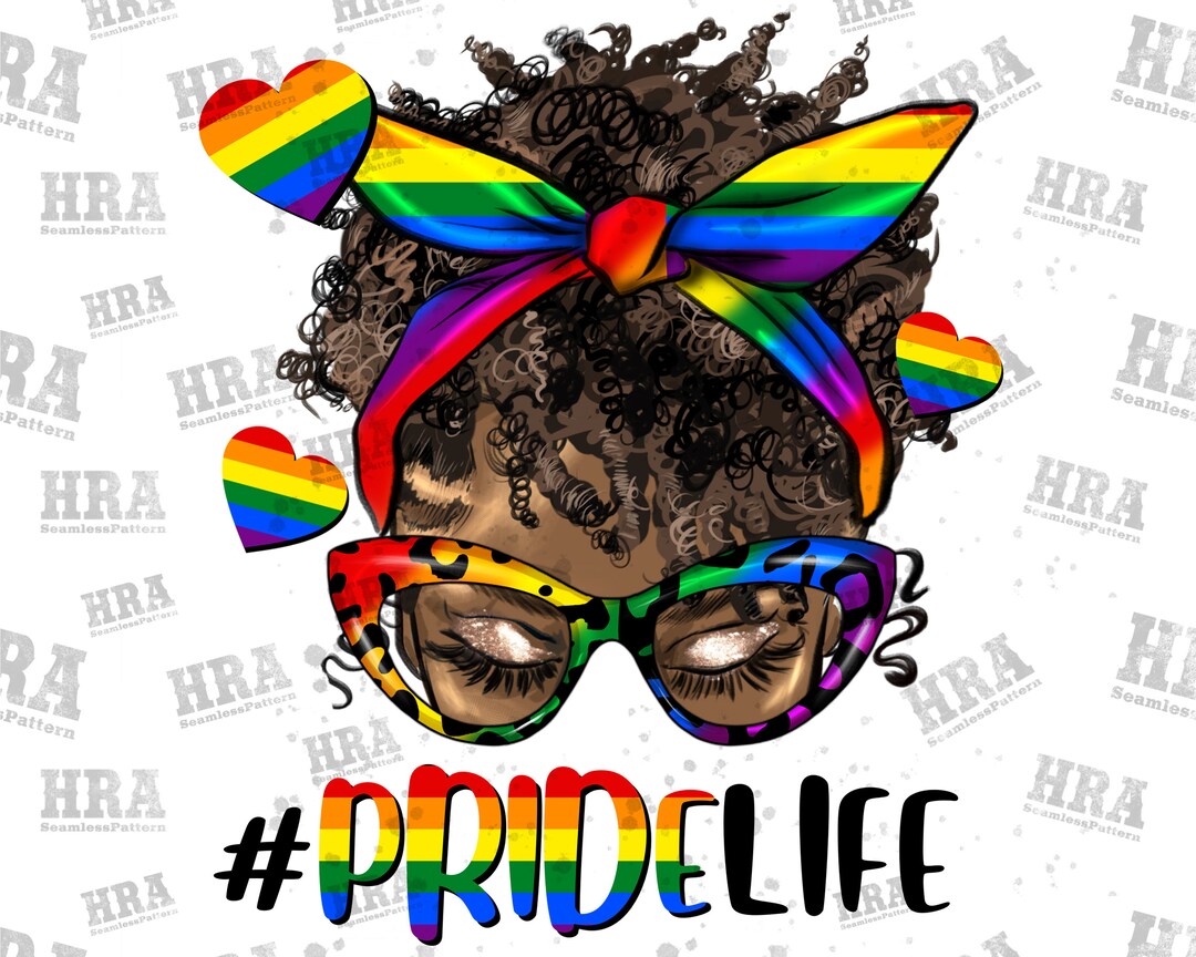 Afro Messy Bun Short Hair Pride Life Png Sublimation Design, Pride Life ...