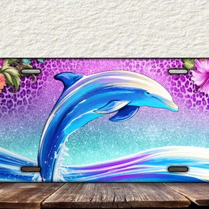 Colorful Dolphin License Plate Png Sublimation Design, Dolphin License ...