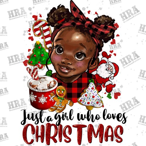 Just A Girl Who Loves Christmas Afro Messy Bun Bantu Knots Png - Etsy