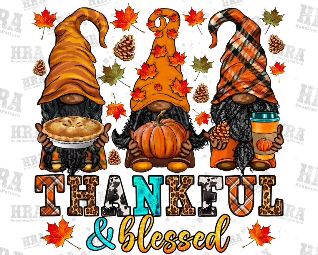Thankful and Blessed Afro Fall Gnomes Png Sublimation Design, Fall Png ...