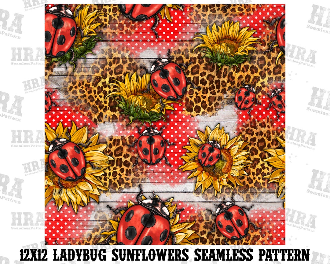 Western Ladybug Sunflowers Seamless Pattern Png Sublimation Design ...